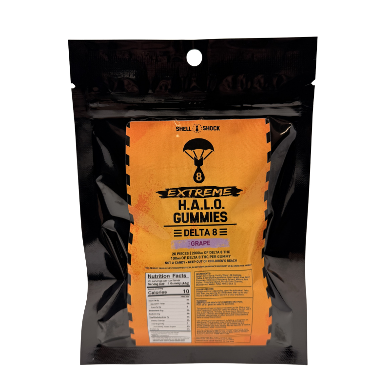 Shell Shock HALO 100mg Delta-8 Grape Gummies | Elevated R...